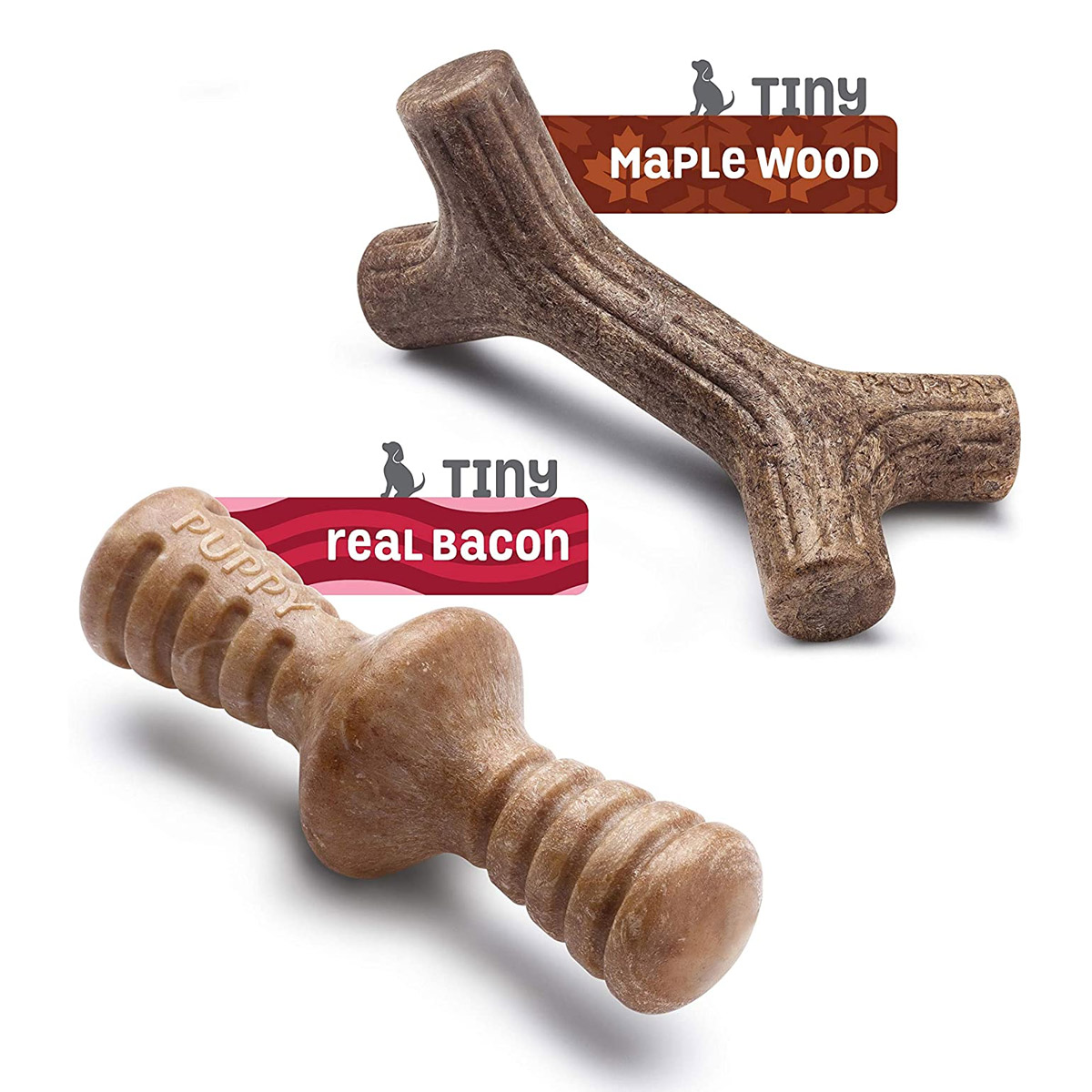 Benebone Puppy 2-Pack Maplestick/Zaggler (Tiny) - Bacon - Naturally For ...