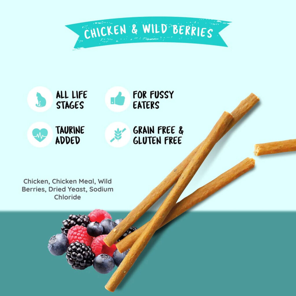 Kit Cat Grain Free Cat Stick Chicken & Wild Berries 15g - Naturally For ...