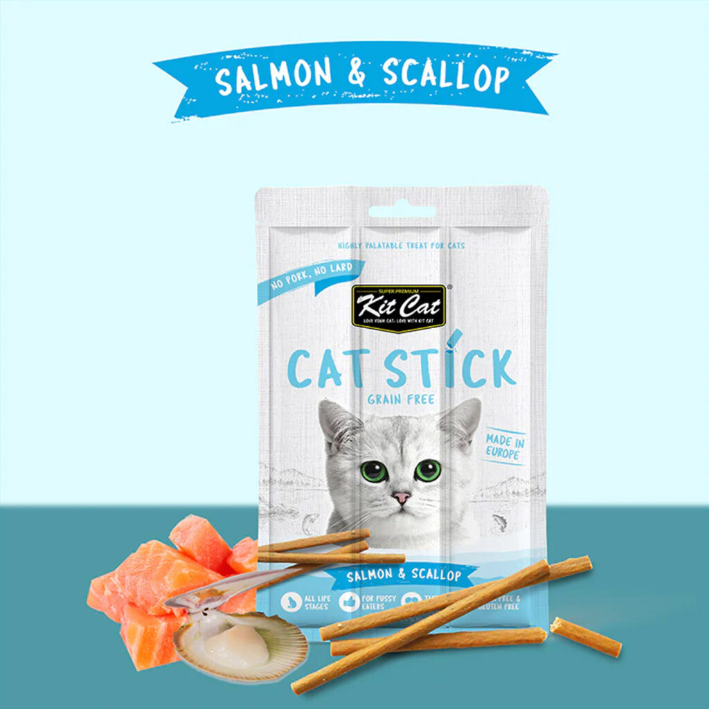 Kit Cat Grain Free Cat Stick Salmon & Scallop 15g - Naturally For Pets