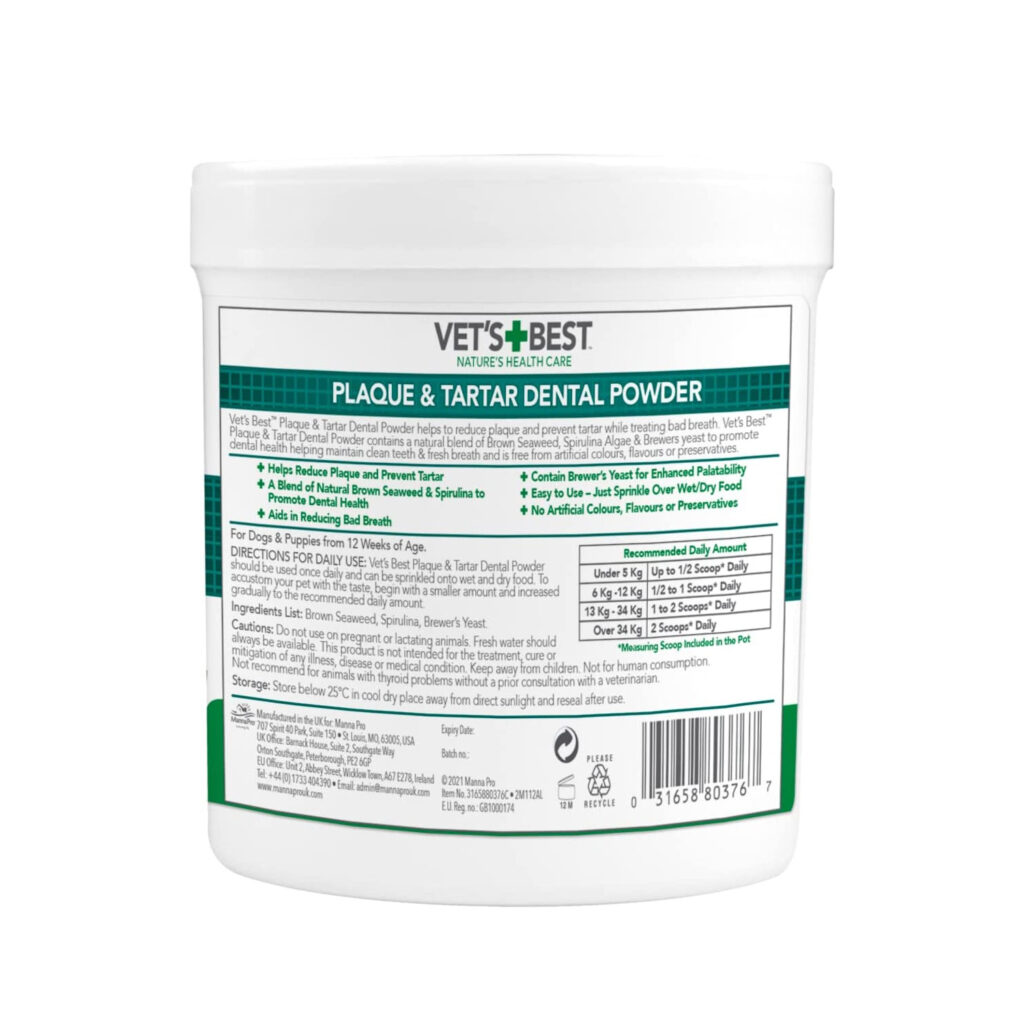Vet's Best Advanced Dental Powder for Dogs - 90g - Naturally For Pets