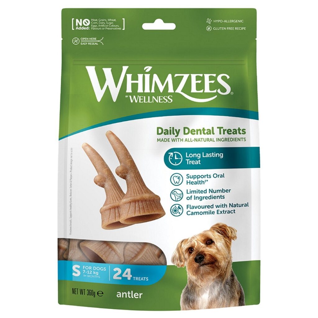 WHIMZEES Occupy Antler Natural Dental Chews for Dogs - Small (24pc ...