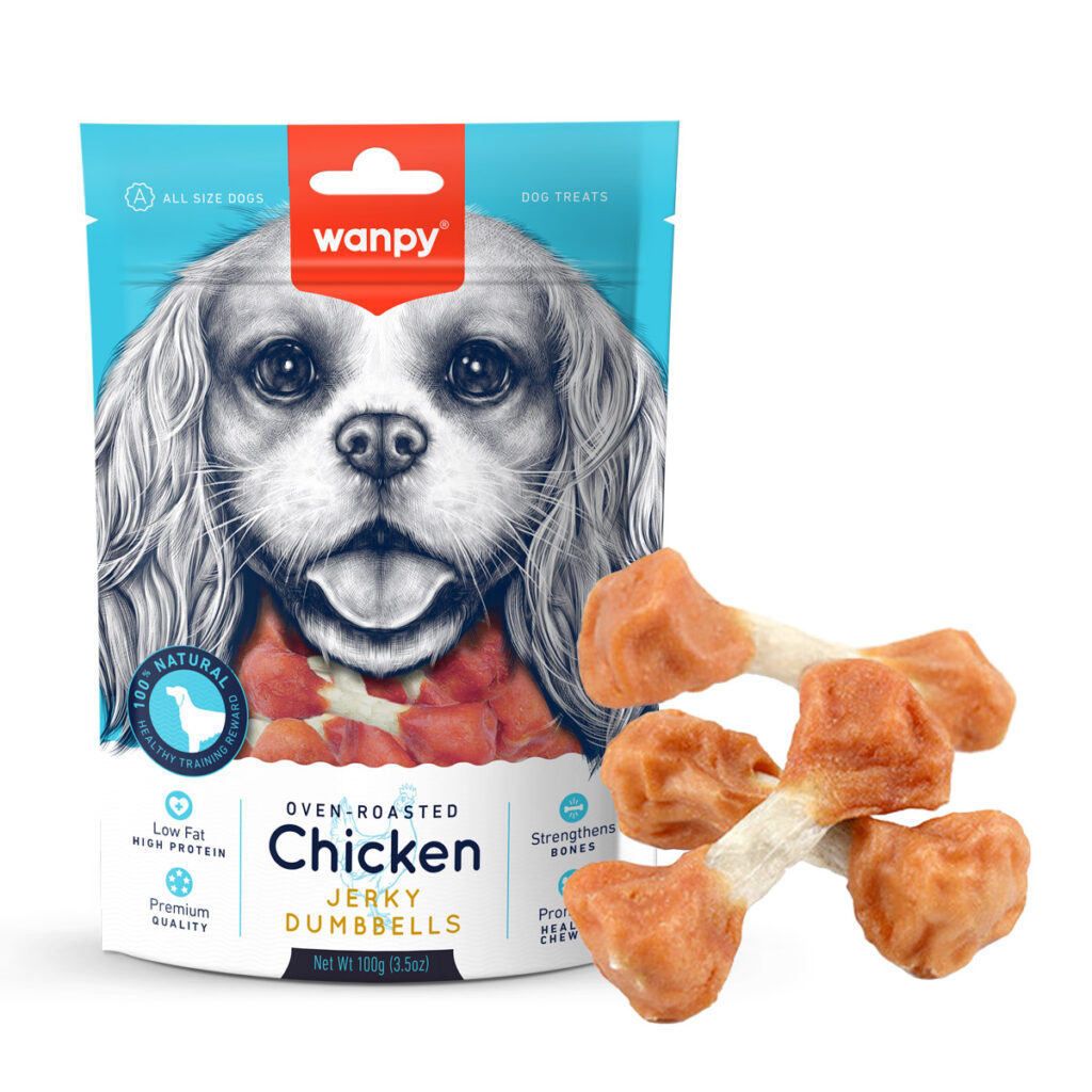 Wanpy Chicken Jerky Dumbbells 100g - Naturally For Pets