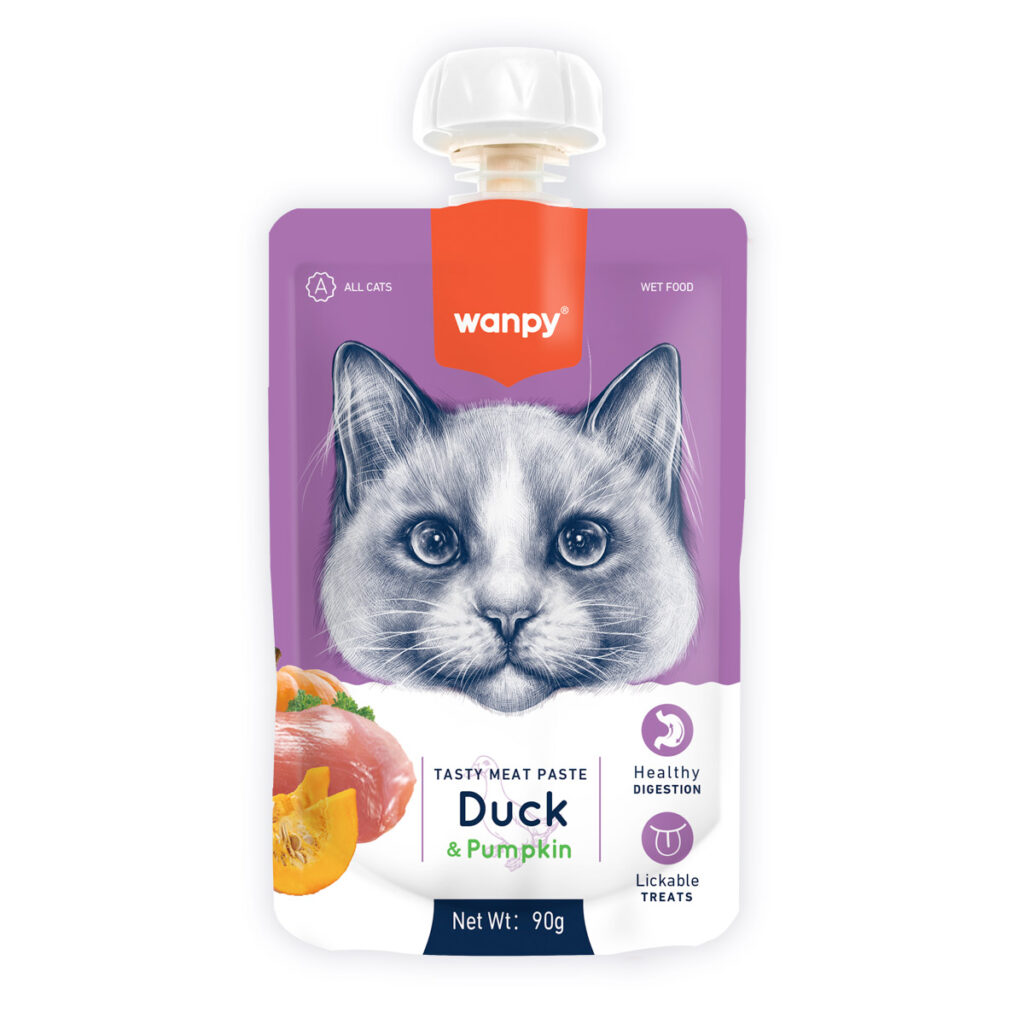 Wanpy Tasty Meat Paste Duck and Pumpkin for Cats 90g - Naturally For Pets