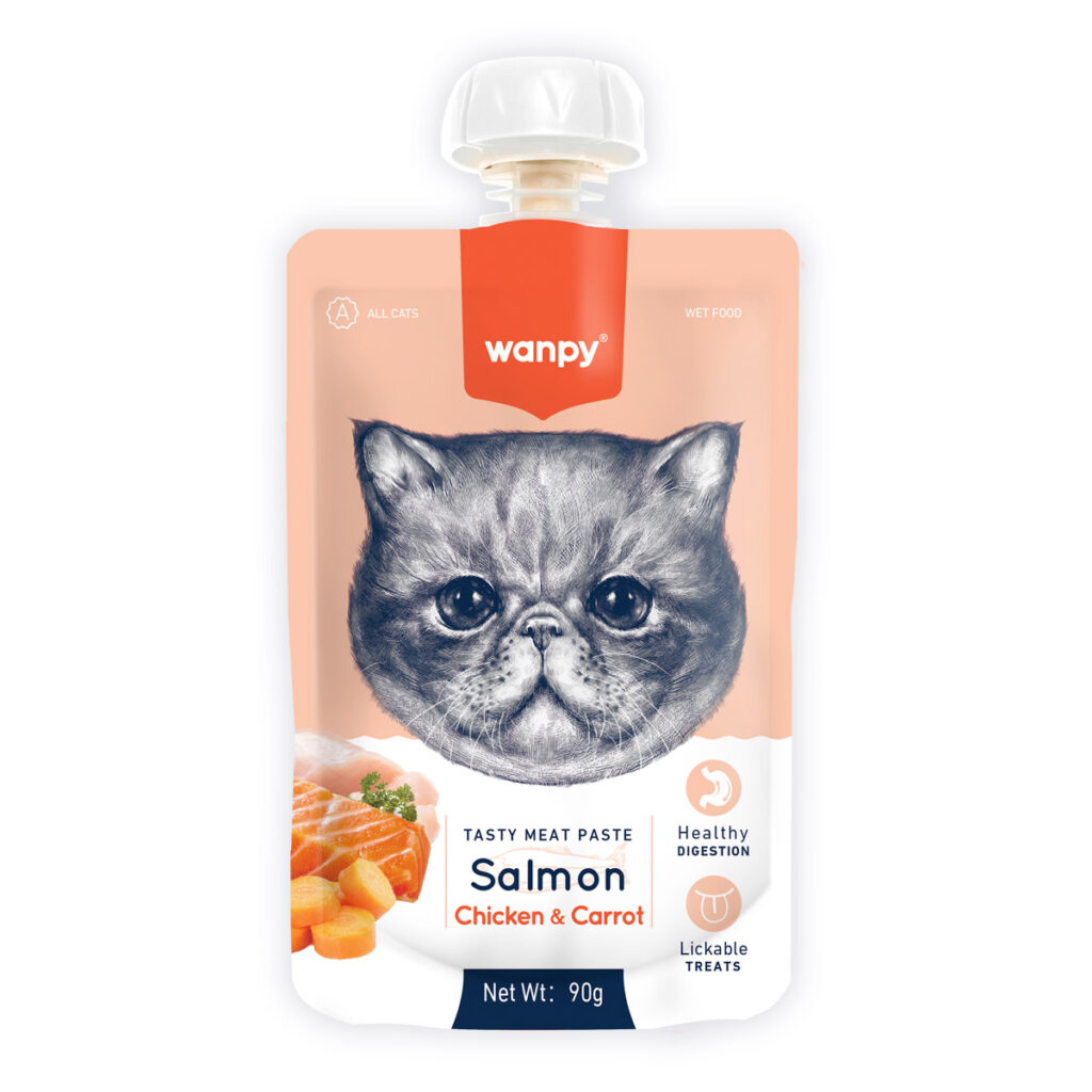 Wanpy Tasty Meat Paste Salmon, Chicken and Carrot for Cats 90g ...