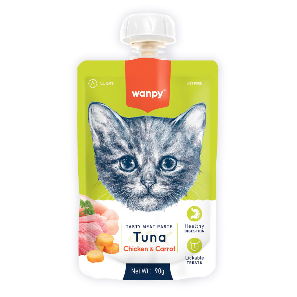 Wanpy Tasty Meat Paste Tuna, Chicken and Carrot for Cats 90g ...