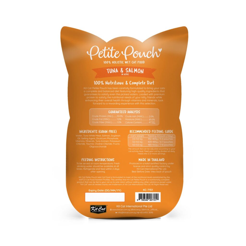 Kit Cat Petite Pouch 70g - Tuna & Salmon (1 Box -24pcs) - Naturally For ...